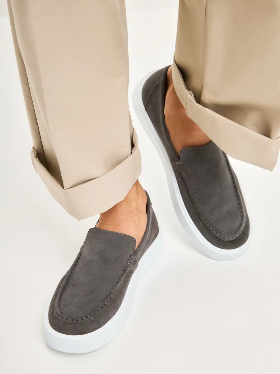 Лоферы кожаные на высокой подошве