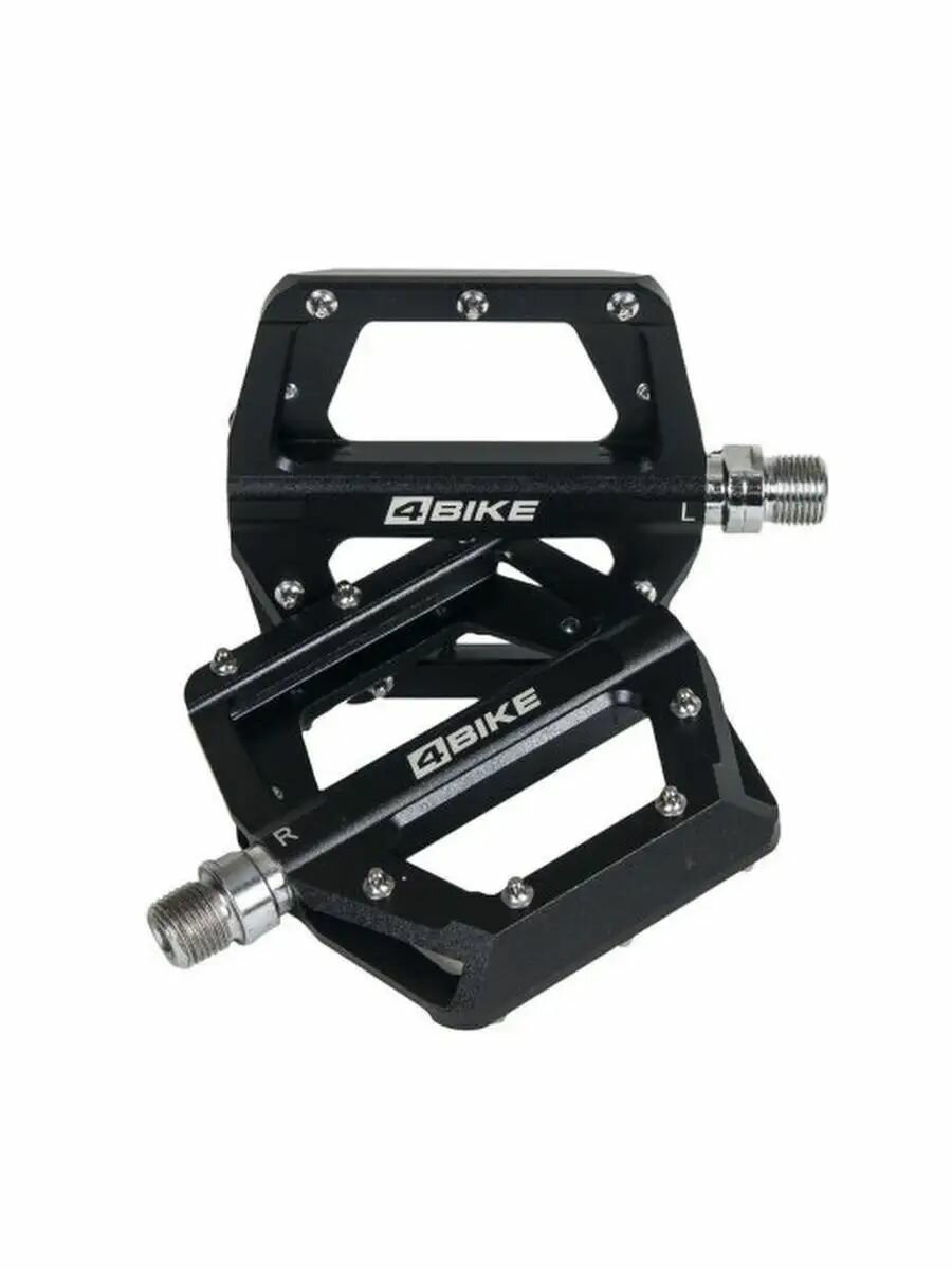 Педали 4BIKE K313 черные, 120х98х16 мм, 2 пром. подшипника, 1 втулка скольжения, ось Cr-mo, 14 шипов.