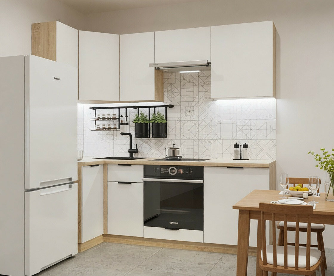 Кухонный гарнитур Фаска Тальк 100х220 см (арт. 2) фасады МДФ