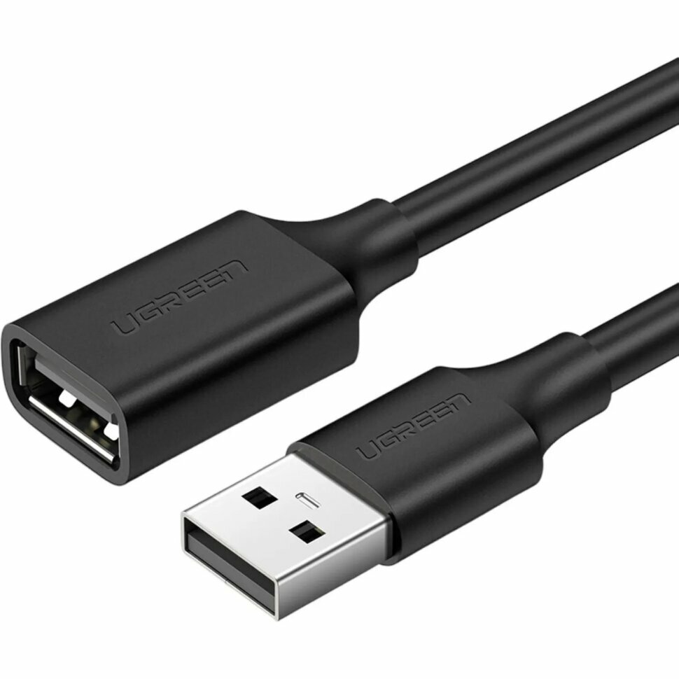 Кабель UGREEN US103 (10317) USB 2.0 A Male to A Female Cable.3м черный, 2162367