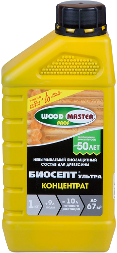 Биозащитный Состав Woodmaster Prof Биосепт Ультра 1кг Концентрат (1:9) для Древесины, Трудновымываемый , Фисташковый / Вудмастер Проф.