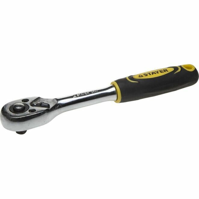 Трещотка для торцовых головок STAYER 1/4", 45 зубцов, Cr-V сталь
