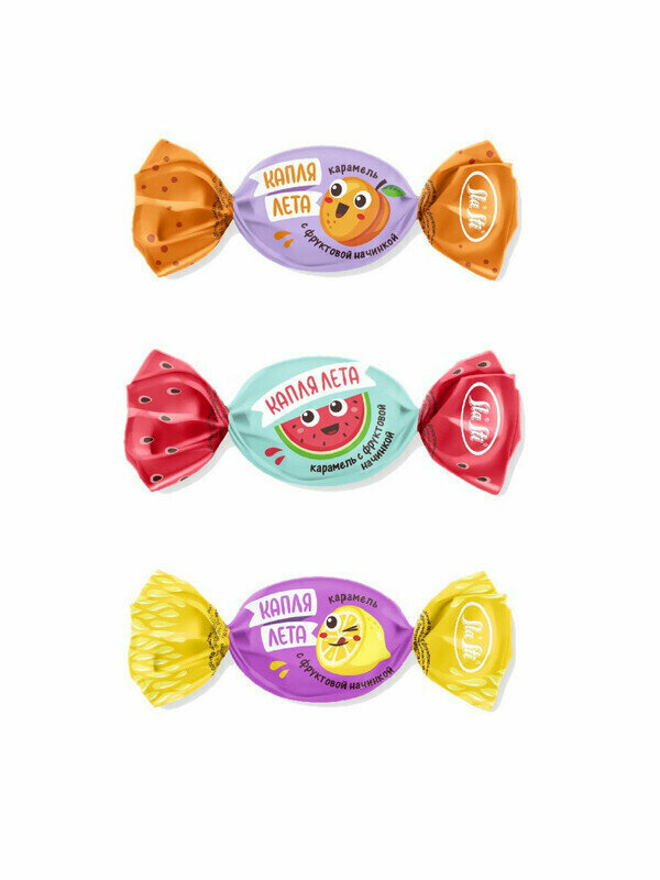 Карамель Капля лета с фруктовой начинкой микс, 1 кг