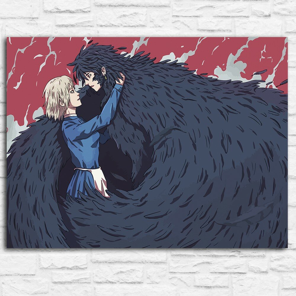 Картина по номерам на холсте аниме Ходячий замок Хаула ( Миядзаки) - 13722 Г 30x40