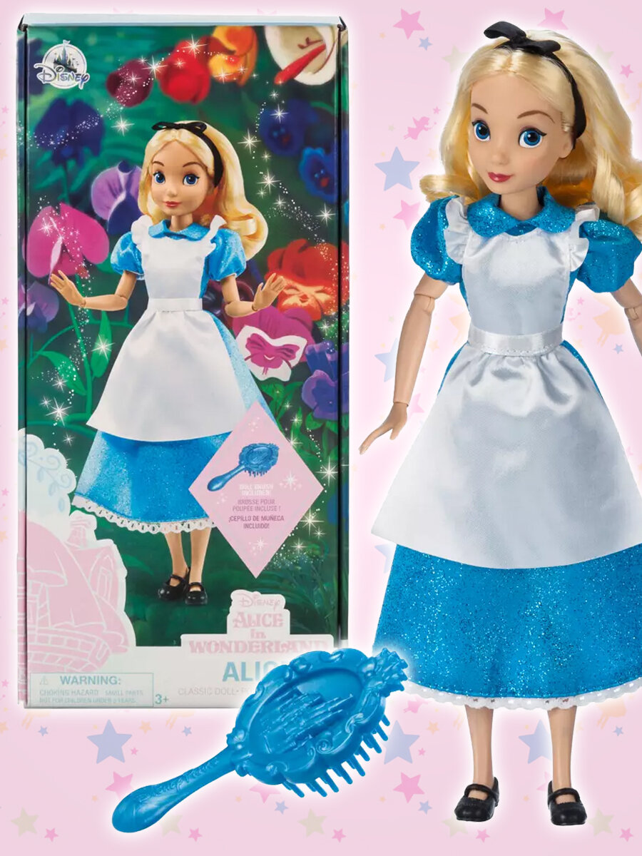 Кукла Алиса классическая с расческой мультфильм "Алиса в стране чудес" Alice in Wonderland