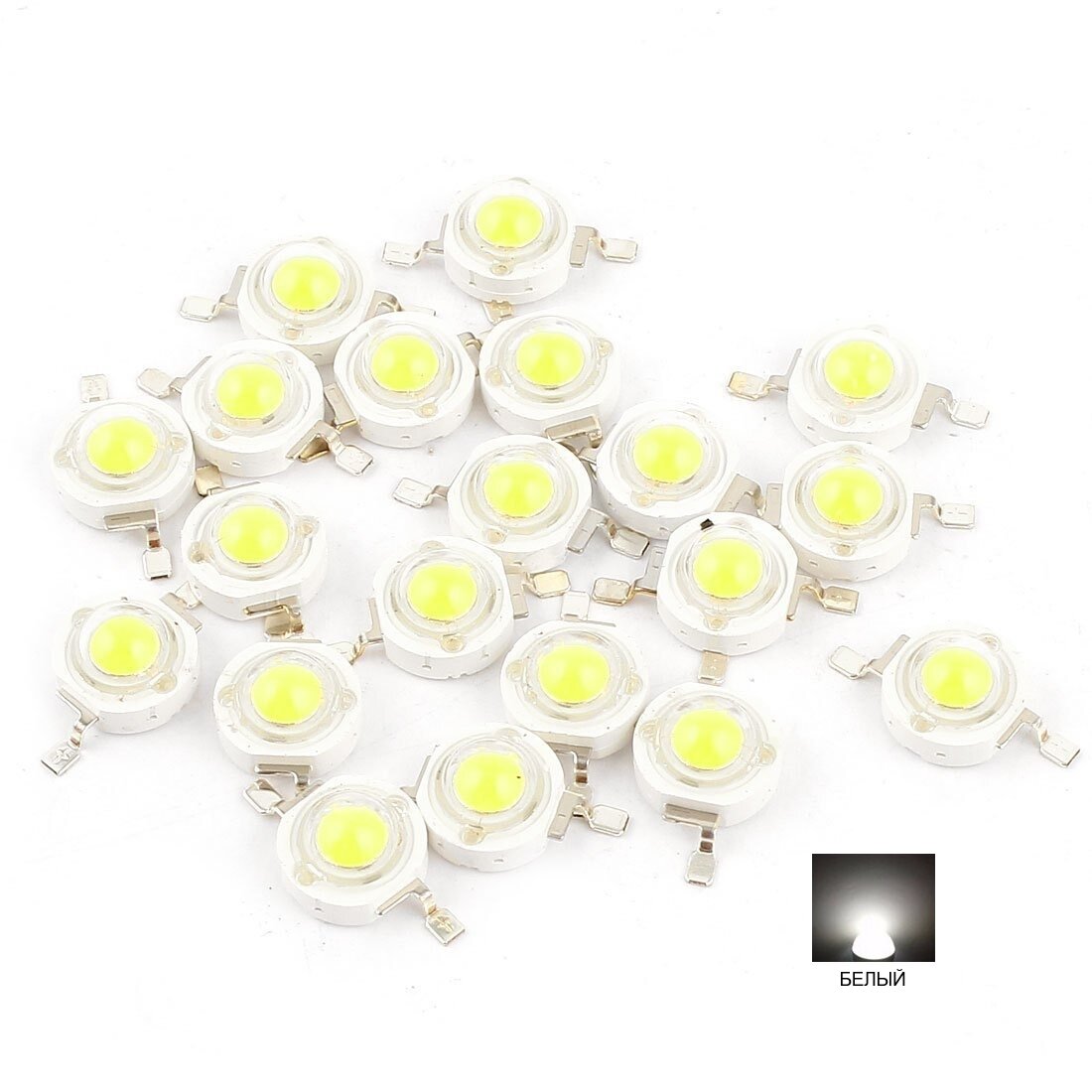Светодиод модуль 1Вт дневной белый 20шт