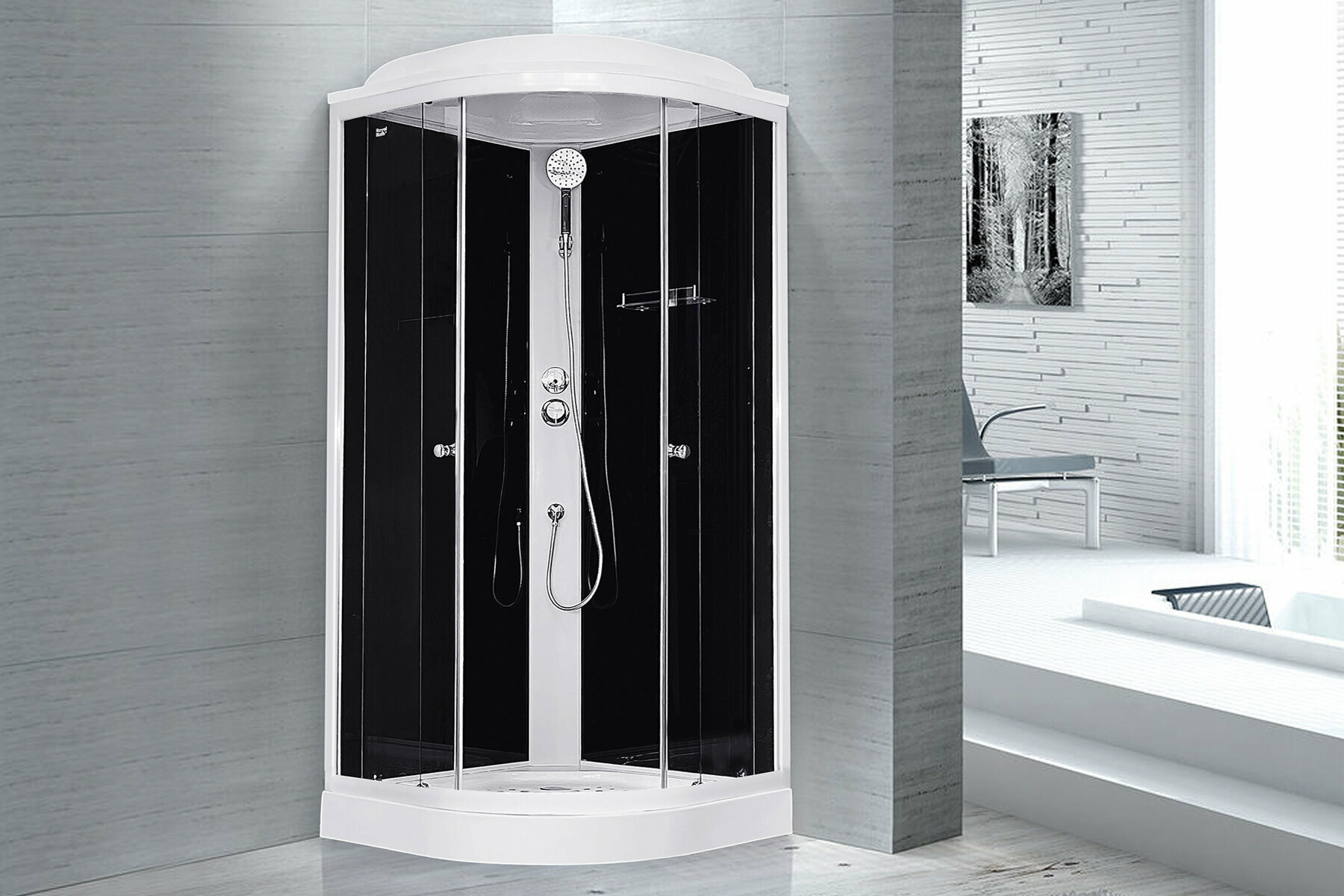 Душевая кабина Royal Bath (черное/прозрачное стекло ) 90x90x217 см,