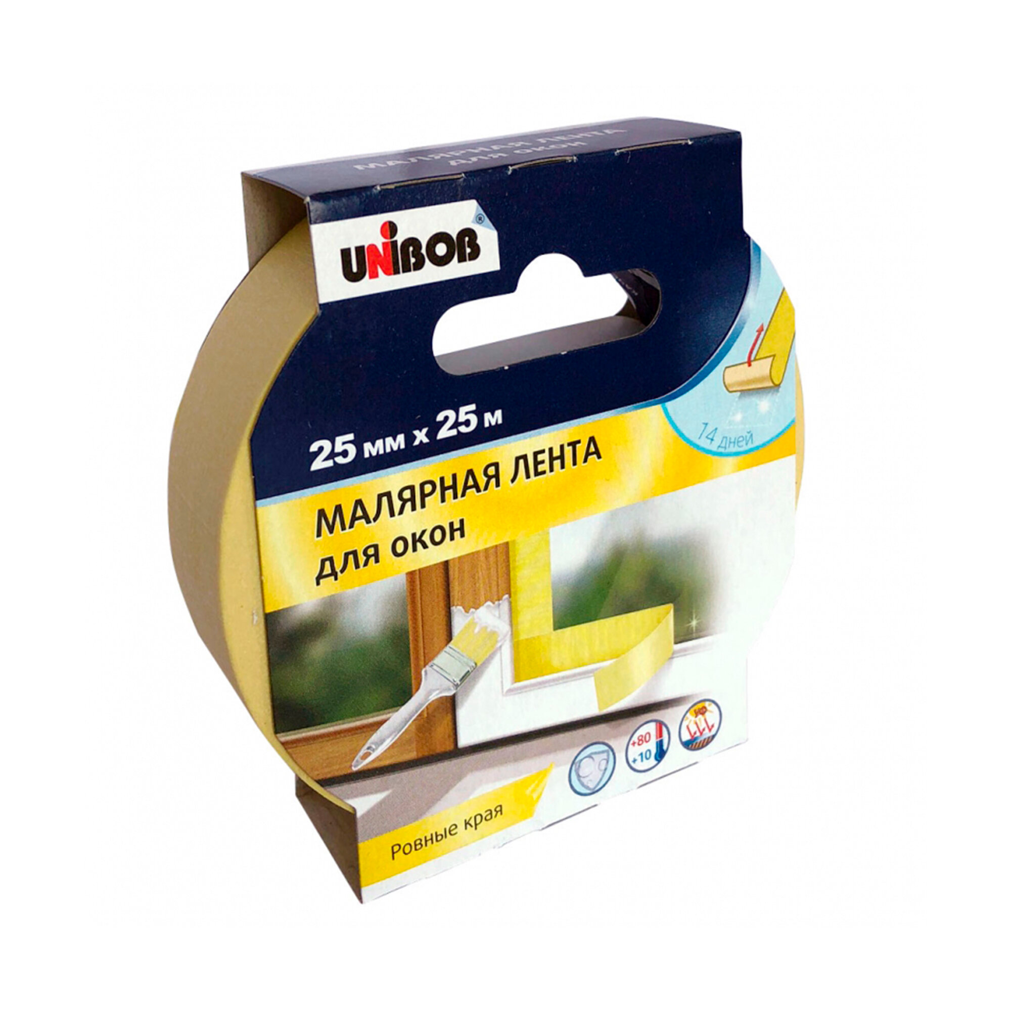 Лента малярная 25 мм x 25 м для окон, Unibob