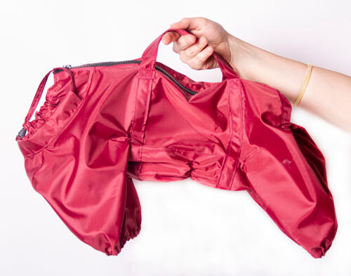 Теплый комбинезон для цвергпинчера (карликового пинчера) суки, на флисе, с ручками, повышенной прочности, цвет бордо