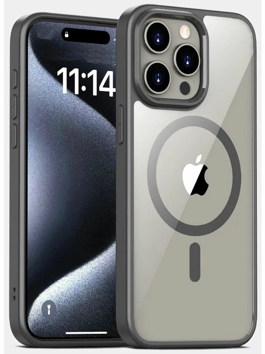 Чехол О'кейси, для iPhone 15 Pro Max, прозрачный, защита камеры, MagSafe