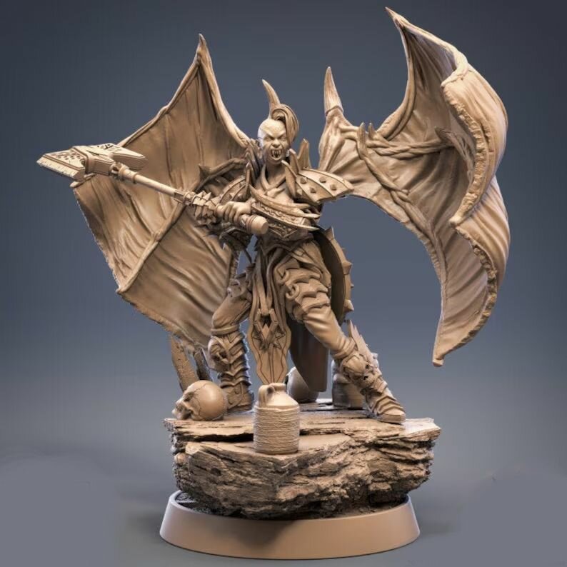 Вампирша-воительница. Стрига-упырь кровосос. Воин-паладин, варвар, файтер-рыцарь миниатюра для DnD (ДнД) и других Настольных игр (НРИ, Варгеймов или РПГ), фентези тематика