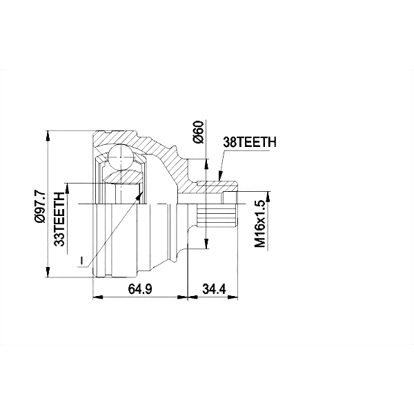 PATRON PCV1123 (701498099 / 701498099V / 701498099X) шрус наружн к-кт 38x60.2x33 VW: Transporter (Транспортер) т4 9.90-7.94