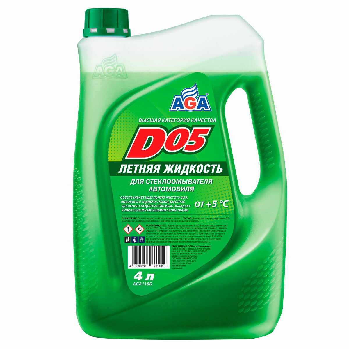 Летняя стеклоомывающая жидкость D05 AGA (готовая к применению), 4л. AGA110D