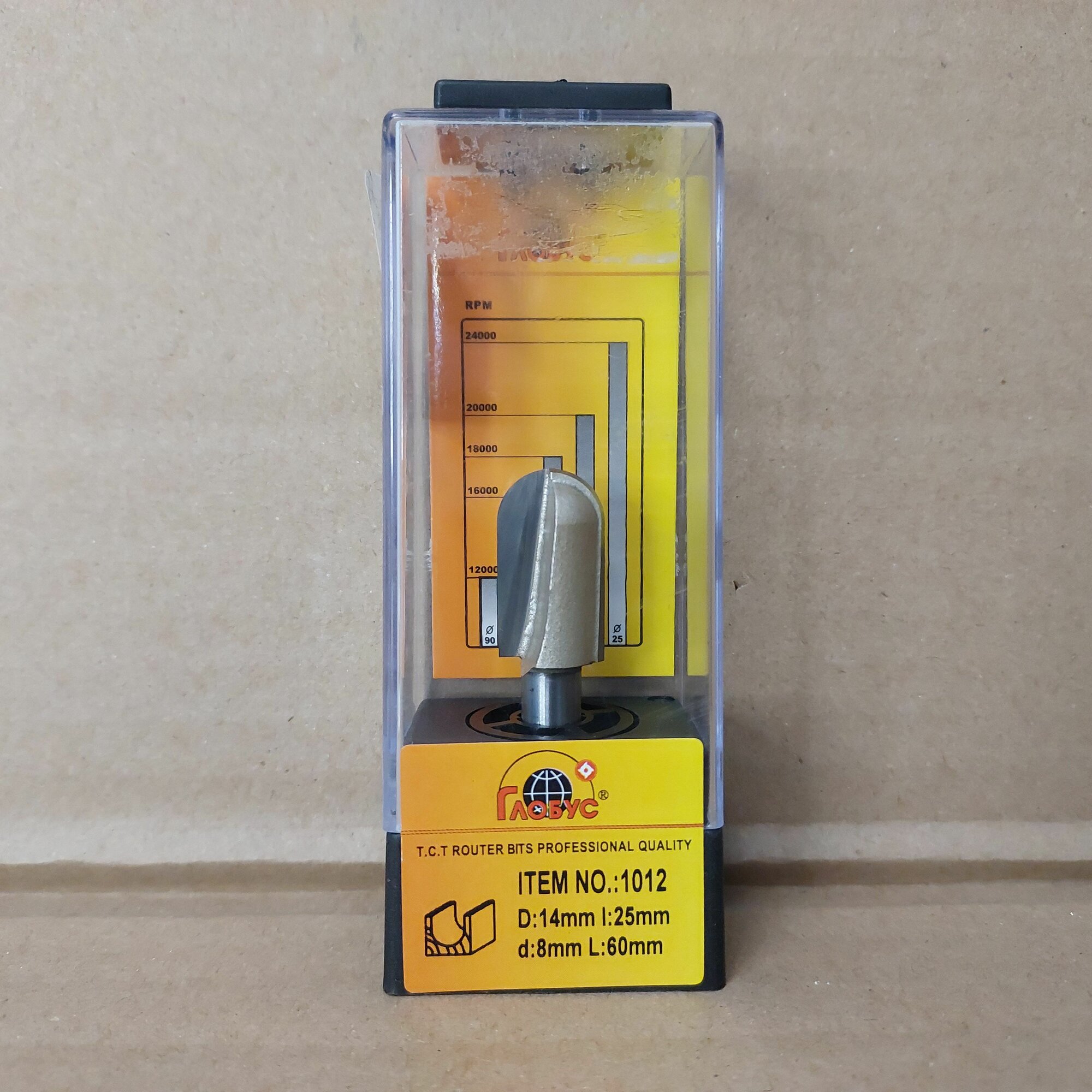 Фреза Галтельная удлиненная Глобус 1012 D:14mm I:25mm d:8mm L:60mm