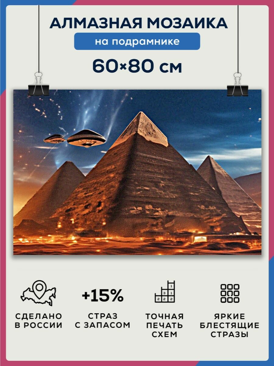Алмазная мозаика 60x80 Пирамиды на подрамнике
