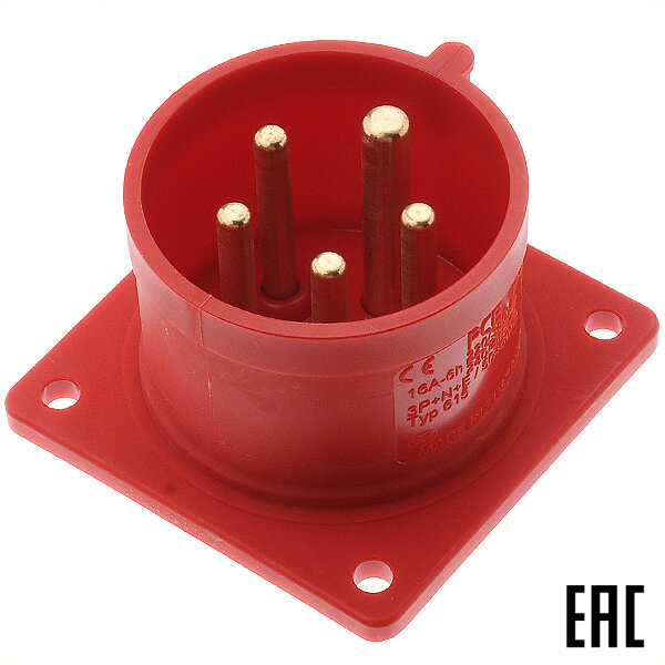 Вилка 615-6 на поверхность 3Р+N+Е с/п прямая 16А 415В IP44 (РСЕ Австрия)