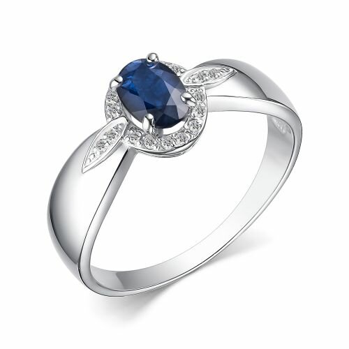 Перстень, серебро, 925 проба, фианит, сапфир