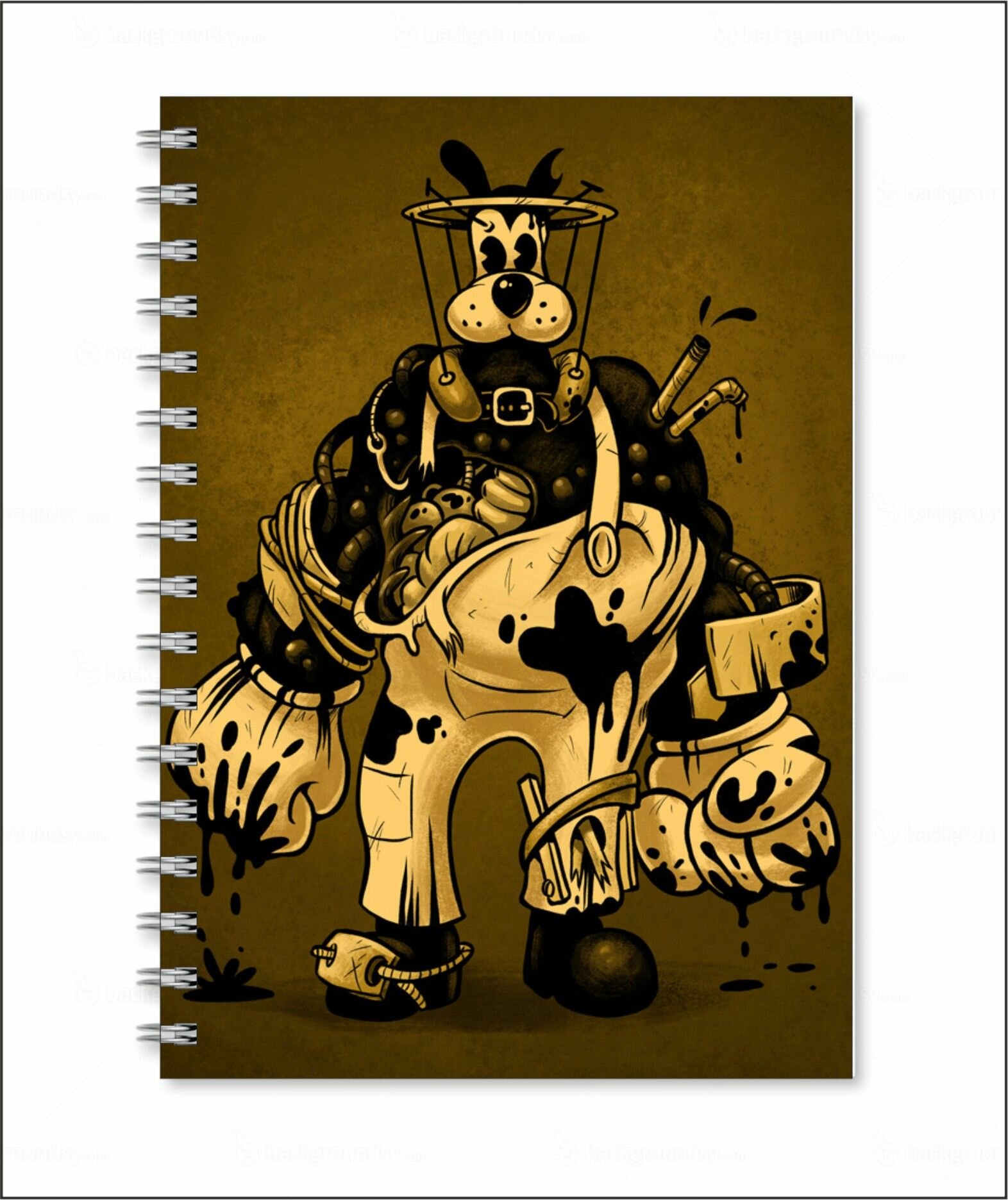 Тетрадь формата А5 с принтом "Бенди и чернильная машина"