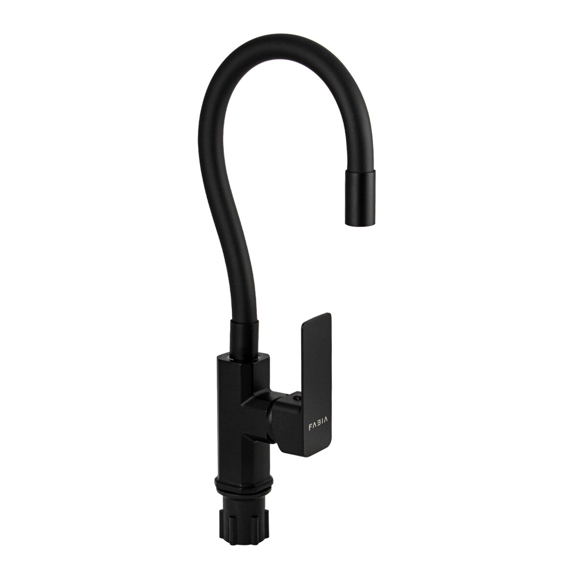 Смеситель для кухни, шаровый, с гибким черным изливом , корпус квадратный, цвет черный, FABIA 9656