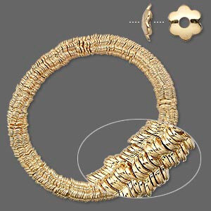 Шапочка для бусин (обниматель), 7х2мм, цветок, гладкий, базовый материал - сталь, позолоченный, 10 шт.