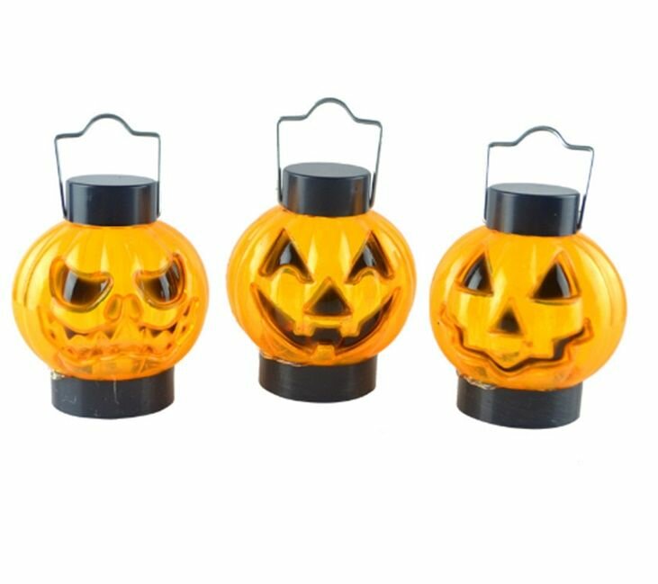 Фонарь-тыква с подсветкой I-Brigth Company, для Хэллоуина, пластик, оранжевый