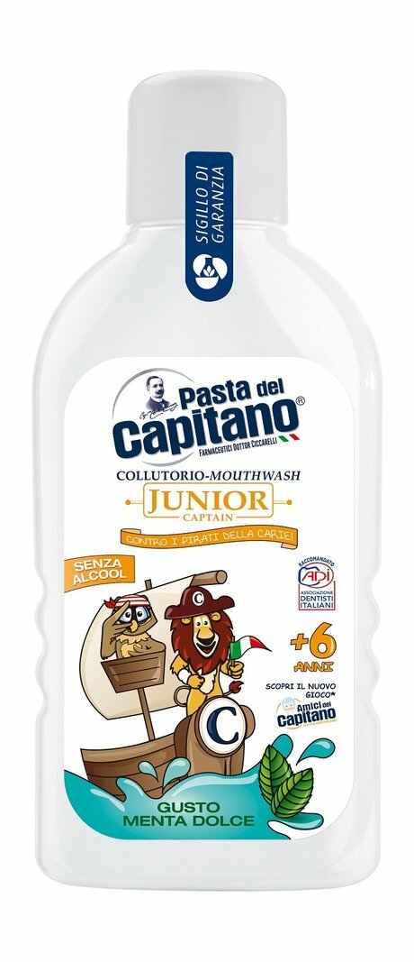 Pasta del Capitano Captain Junior Mouthwash Soft Mint Ополаскиватель для полости рта для детей от 6-ти лет с мятным вкусом 400мл