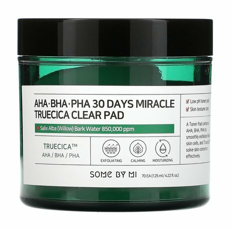 Some by Mi Aha·Bha·Pha 30 Days Miracle Truecica Clear Pad, 70 очищающих дисков пэдов для лица с BHA, AHA и PHA кислотами,