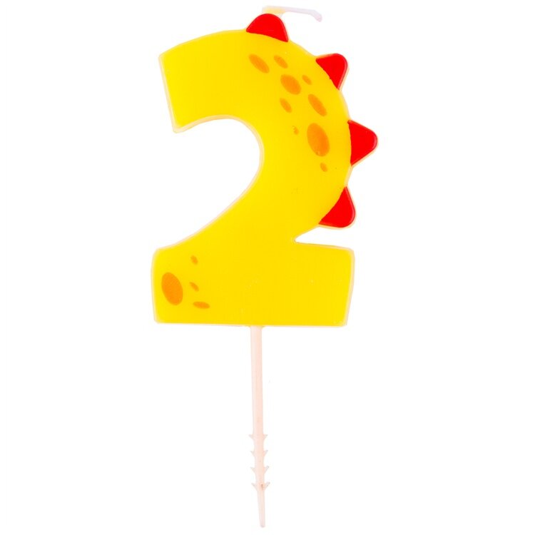 Свеча-цифра "2" Динозаврик, 6 см