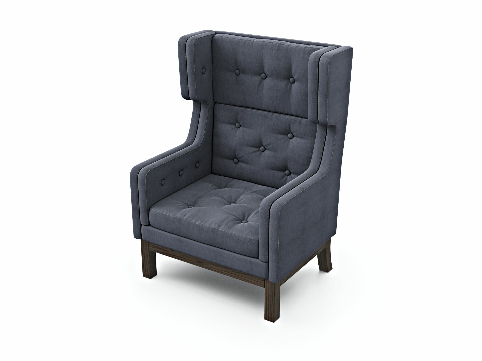 Кресло Arsko Айверс Хай, серое, велюр, мягкий, для дома, для гостиной, для отдыха дома, на балкон, скандинавский лофт