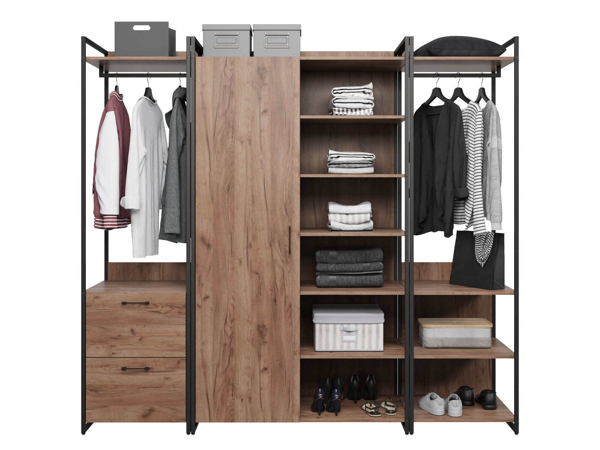 Гардеробная система Urban Лофт 02 с полками Дуб крафт табак