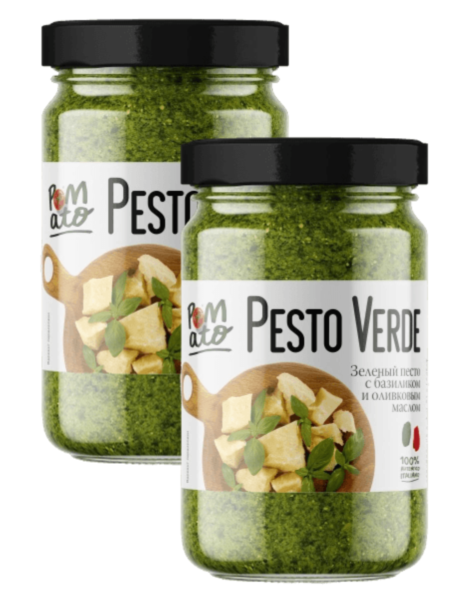 Соус песто классический с базиликом зелёный Pomato 2 шт*190г