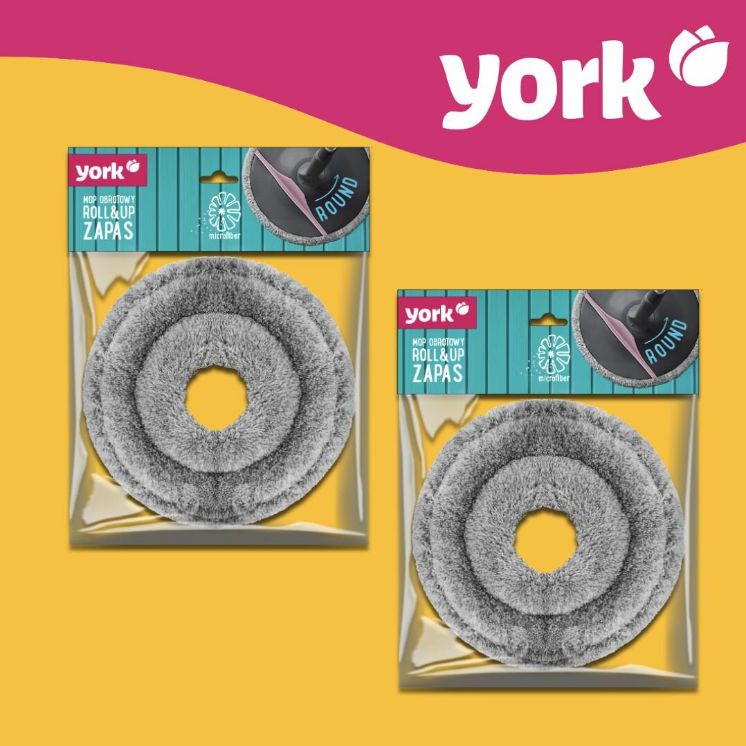 Насадка-моп для швабры YORK Ролл-Ап круглая, комплект: 2 шт, цвет: серый, 072840-2
