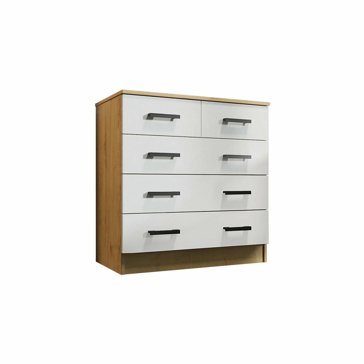 Комод для одежды и вещей К800 3/2, 5 ящ, 80х44х83 см, Дуб вотан-Белый гладкий