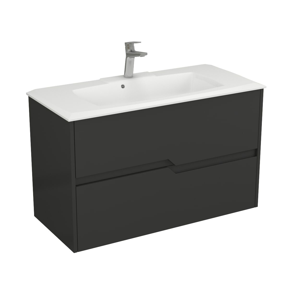 Тумба Veneto 100 чёрный матовый под умывальник Фортуна 100