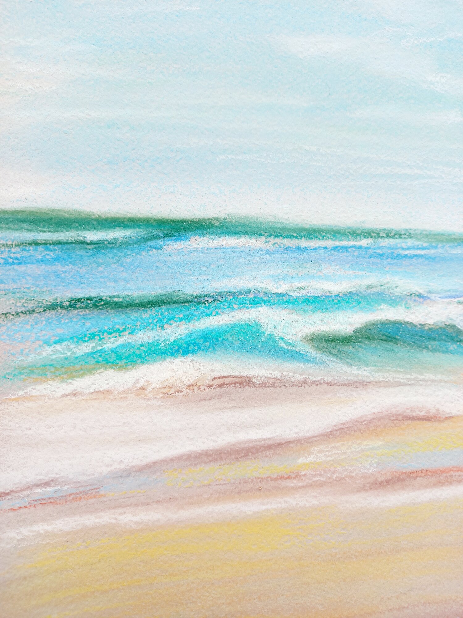 Авторская картина с морем пастелью, ручная работа.