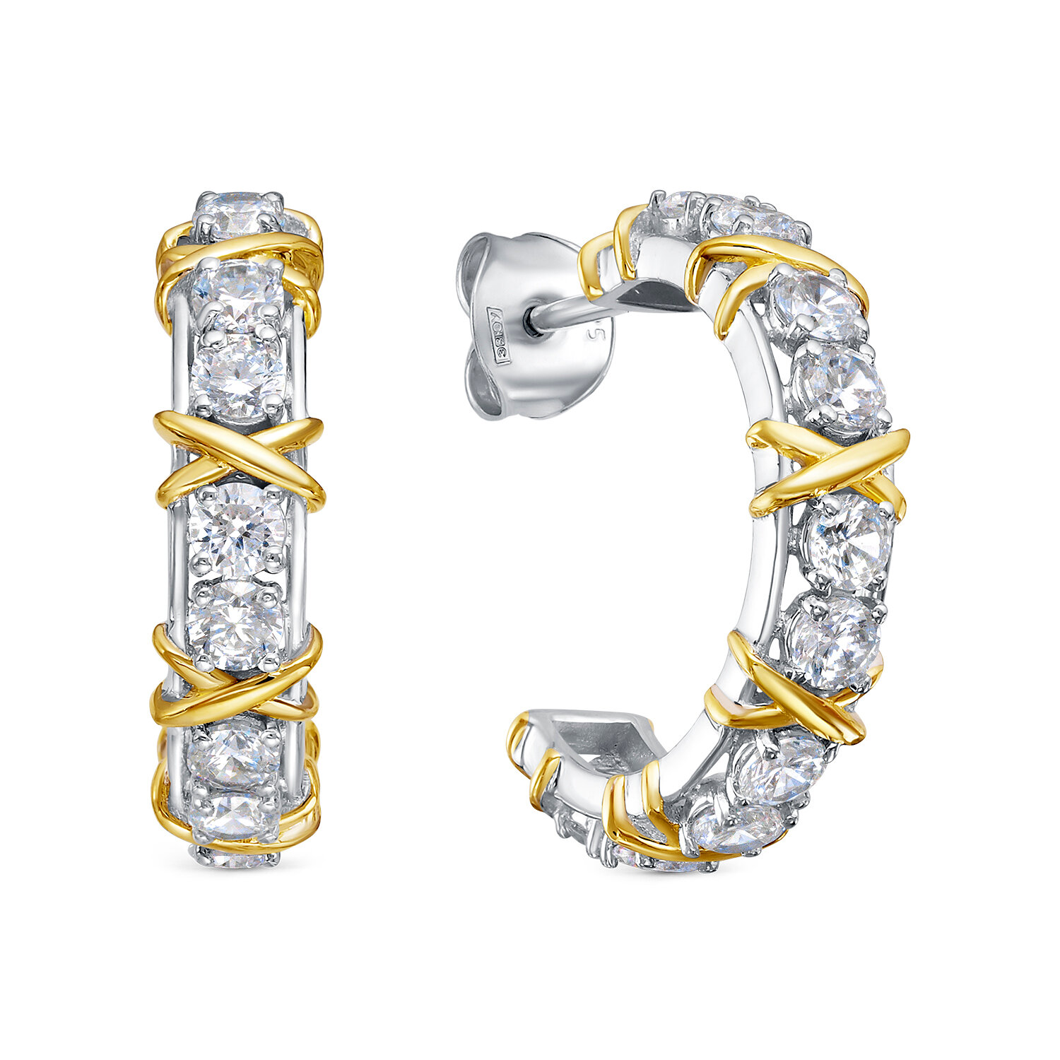 Серьги с подвесками, серебро, 925 проба, родирование, фианит