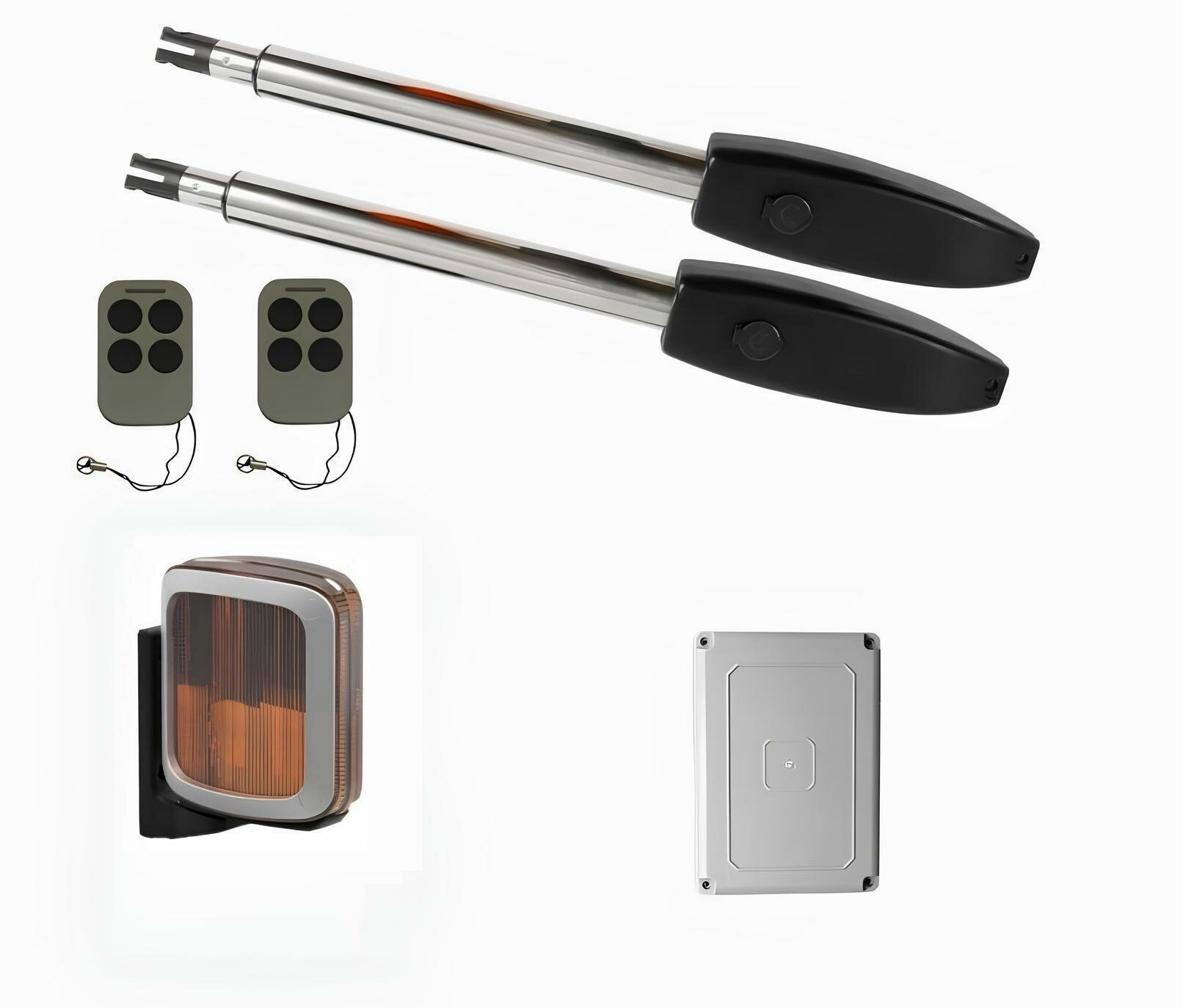 Автоматика для распашных ворот KSW-2500 L-2K, комплект: 2 привода, блок управления, 2 пульта, лампа