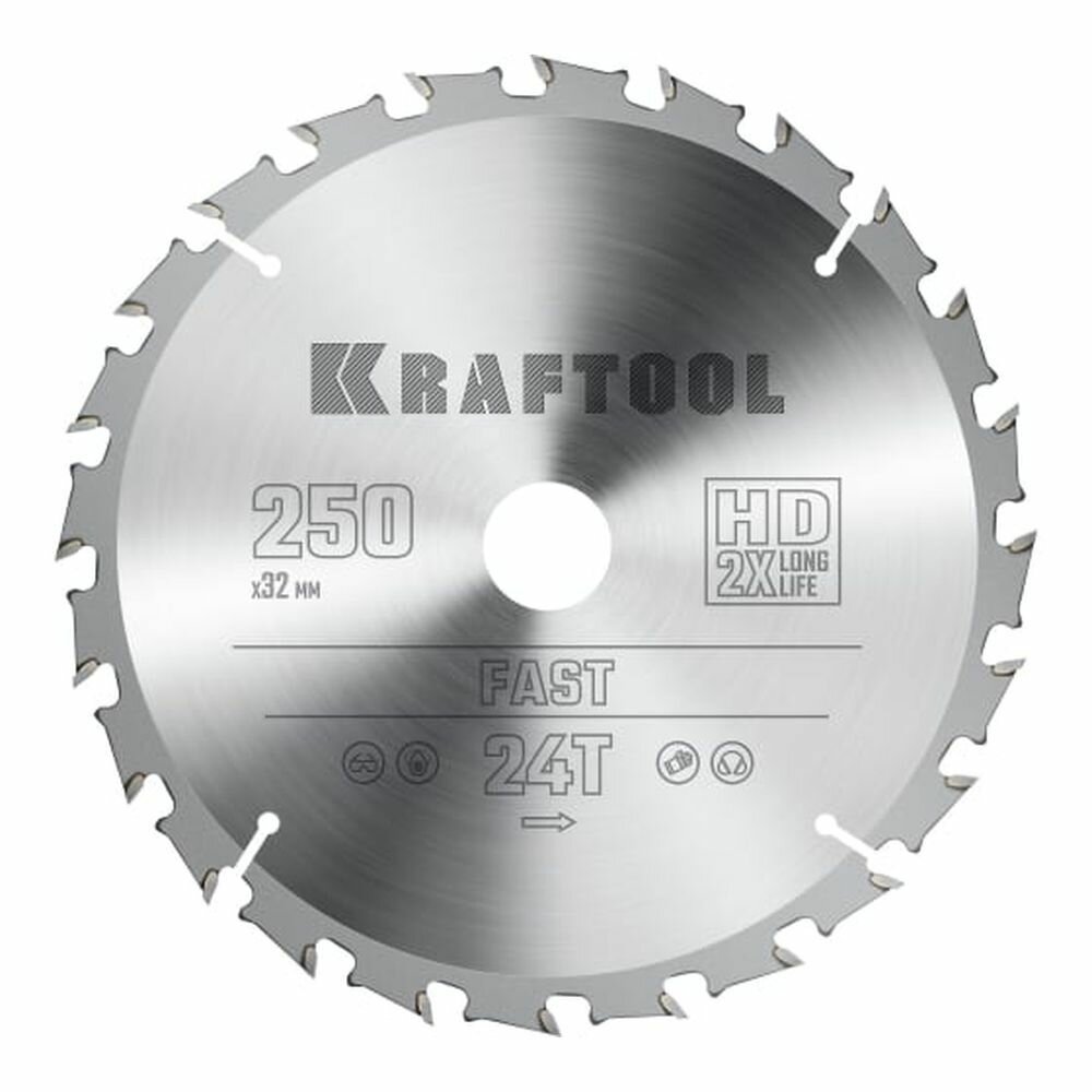 Диск пильный по дереву 250х32мм 24Т Kraftool Fast 36950-250-32