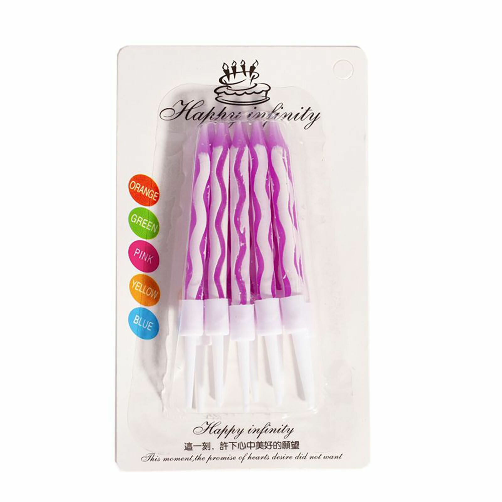 Набор свечей для торта "Неон" Фиолетовый, 8 см, 10 шт. / Alingar