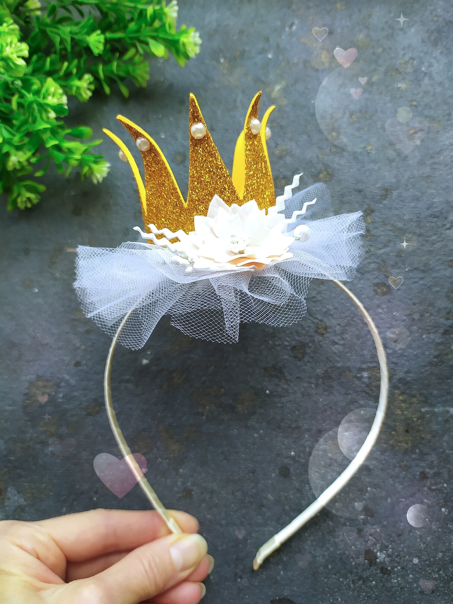 Ободок с короной для девочек золотой