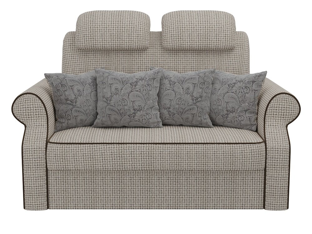 Прямой диван Соло Бежевый Рогожка, аккордеон, 155х100х90 см, с ящиком для белья