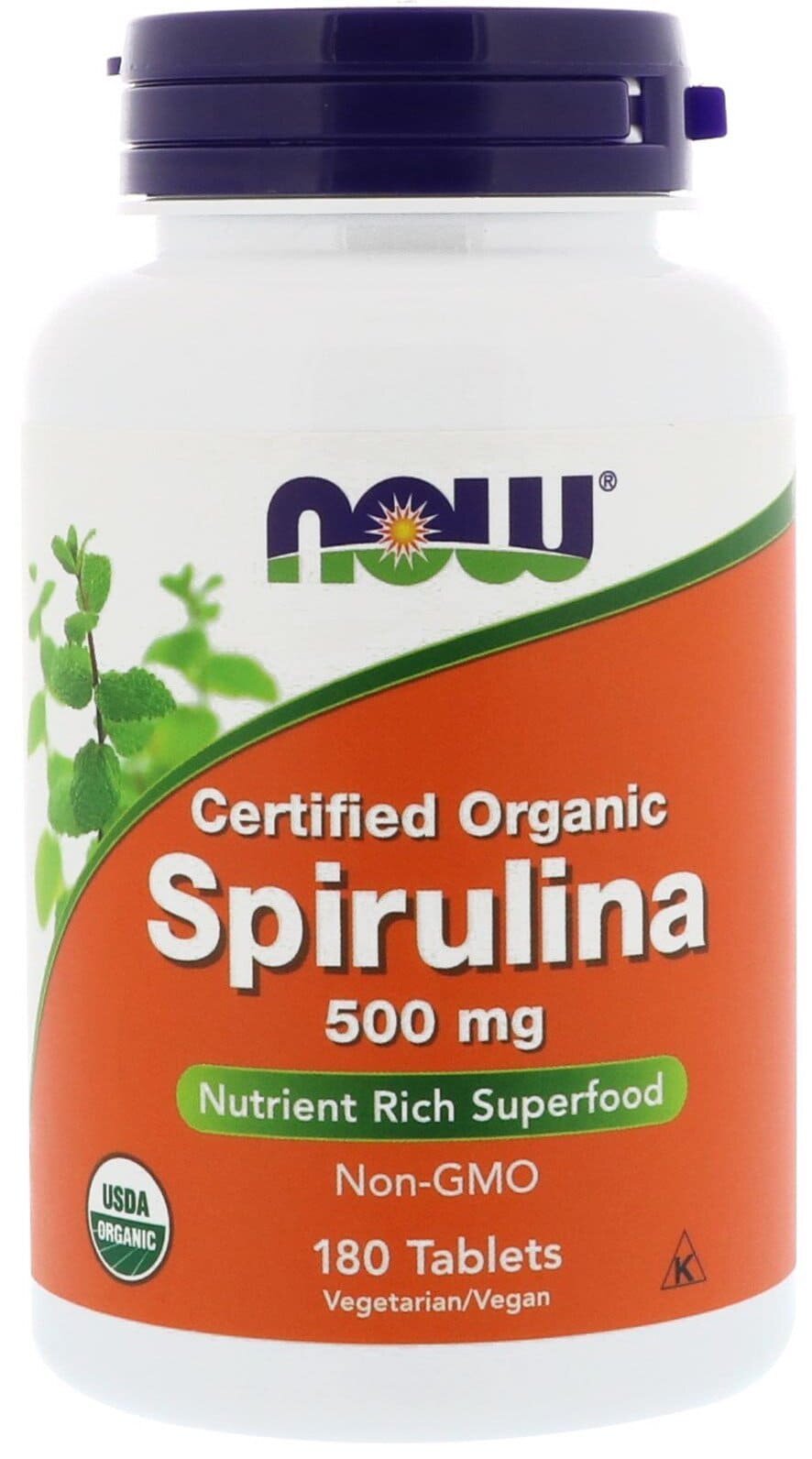 NOW Foods Spirulina Certified Organic, Спирулина 500 мг 200 таблеток