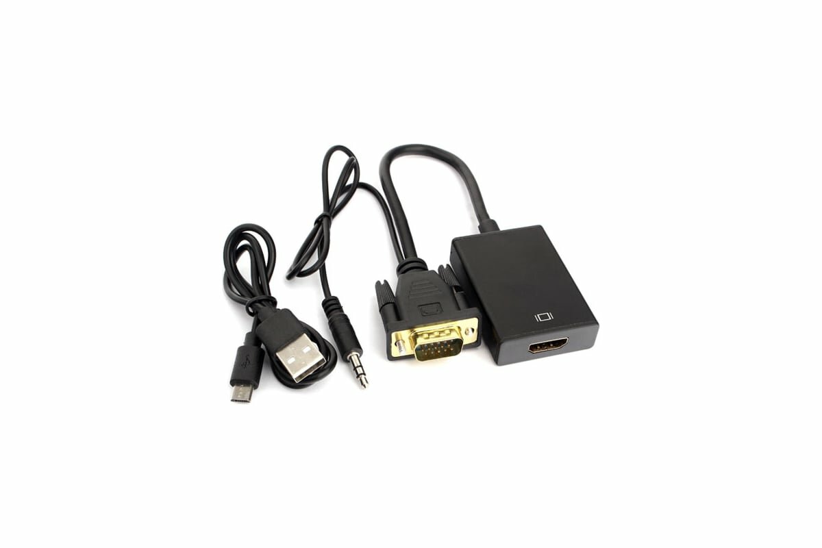 Cablexpert VGA-HDMI адаптер 15F/9M, 15 см, аудиовыход 3,5 мм, питание от USB A-VGA-HDMI-01