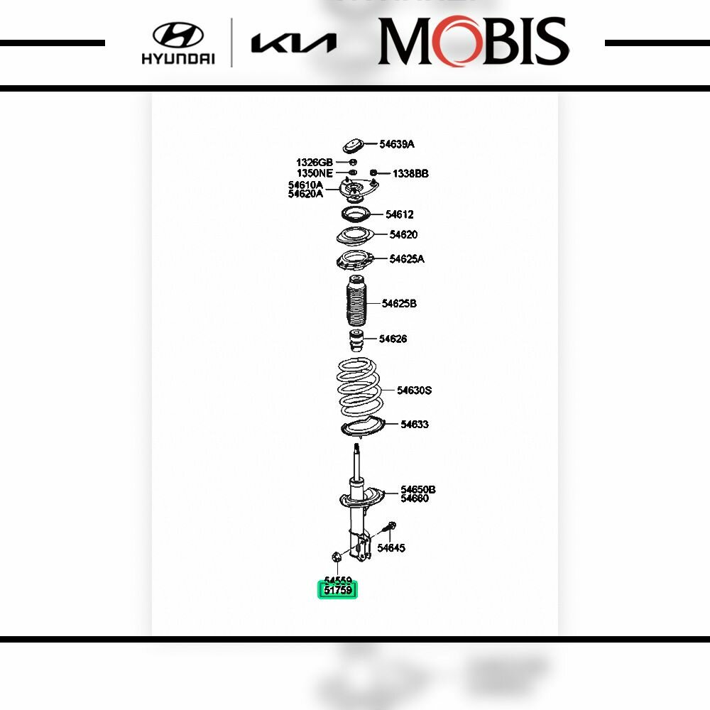 Гайка 4шт. Hyundai Elantra, Getz, H-1, Santa Fe / арт. 5175907000 / бренд MOBIS
