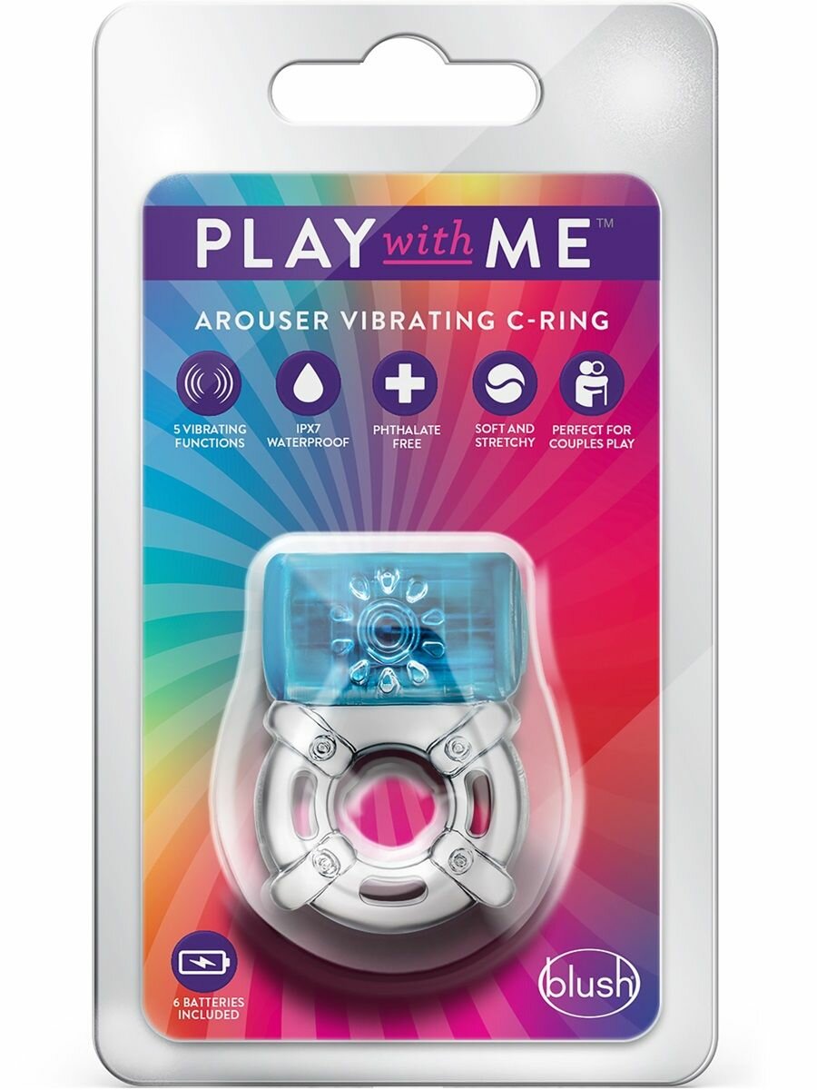 Насадка на пенис с вибрацией "PLAY WITH ME ONE NIGHT STAND VIBRATING C-RING BLUEE" 5.5см