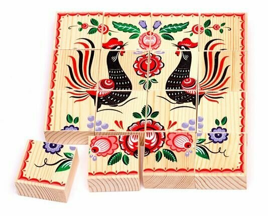 Деревянные пазлы Томик "Городецкая Роспись", 16 деталей (136)