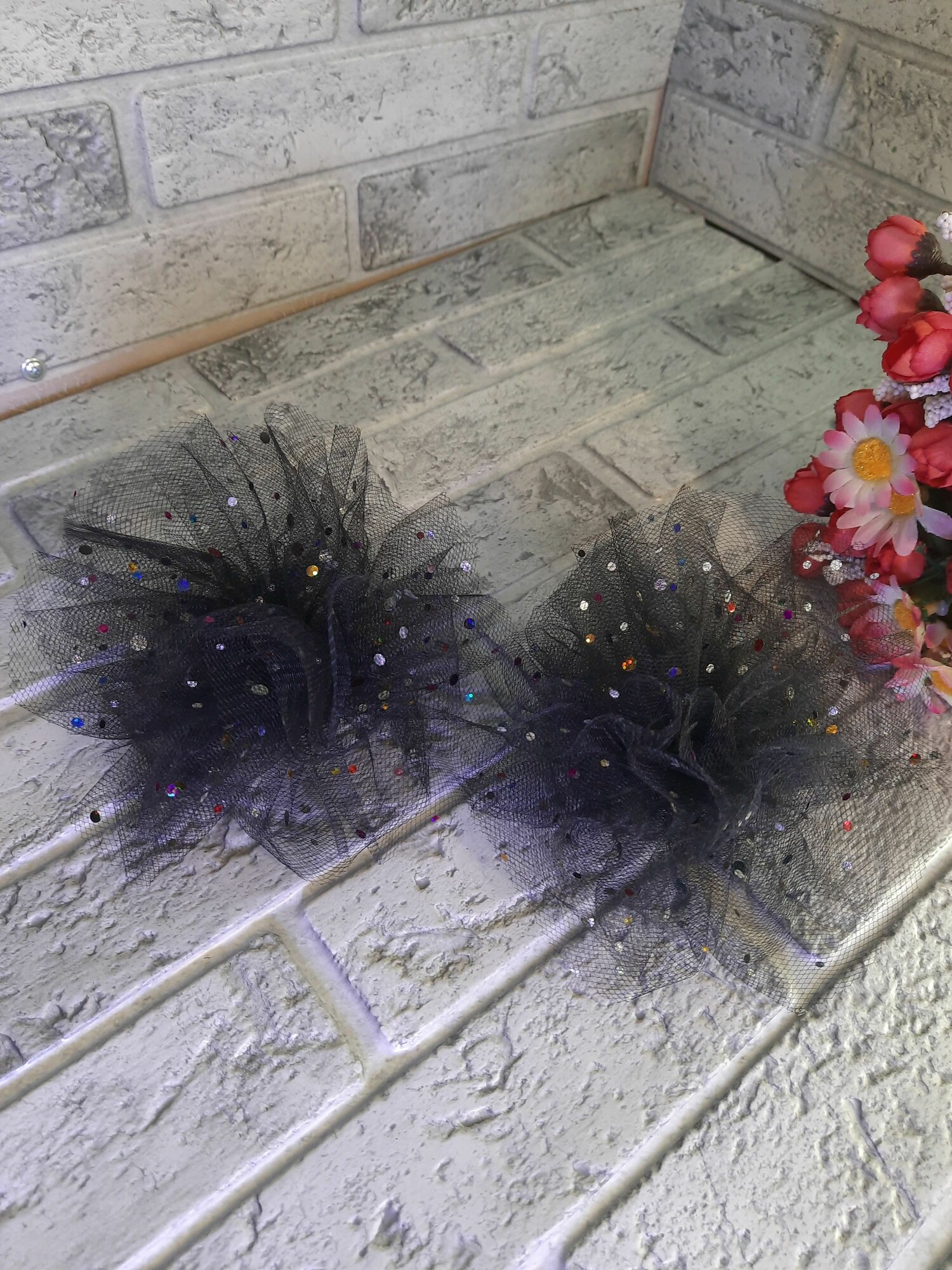 Бант для волос на заколках пышный 2 шт. для девочек школьные детские