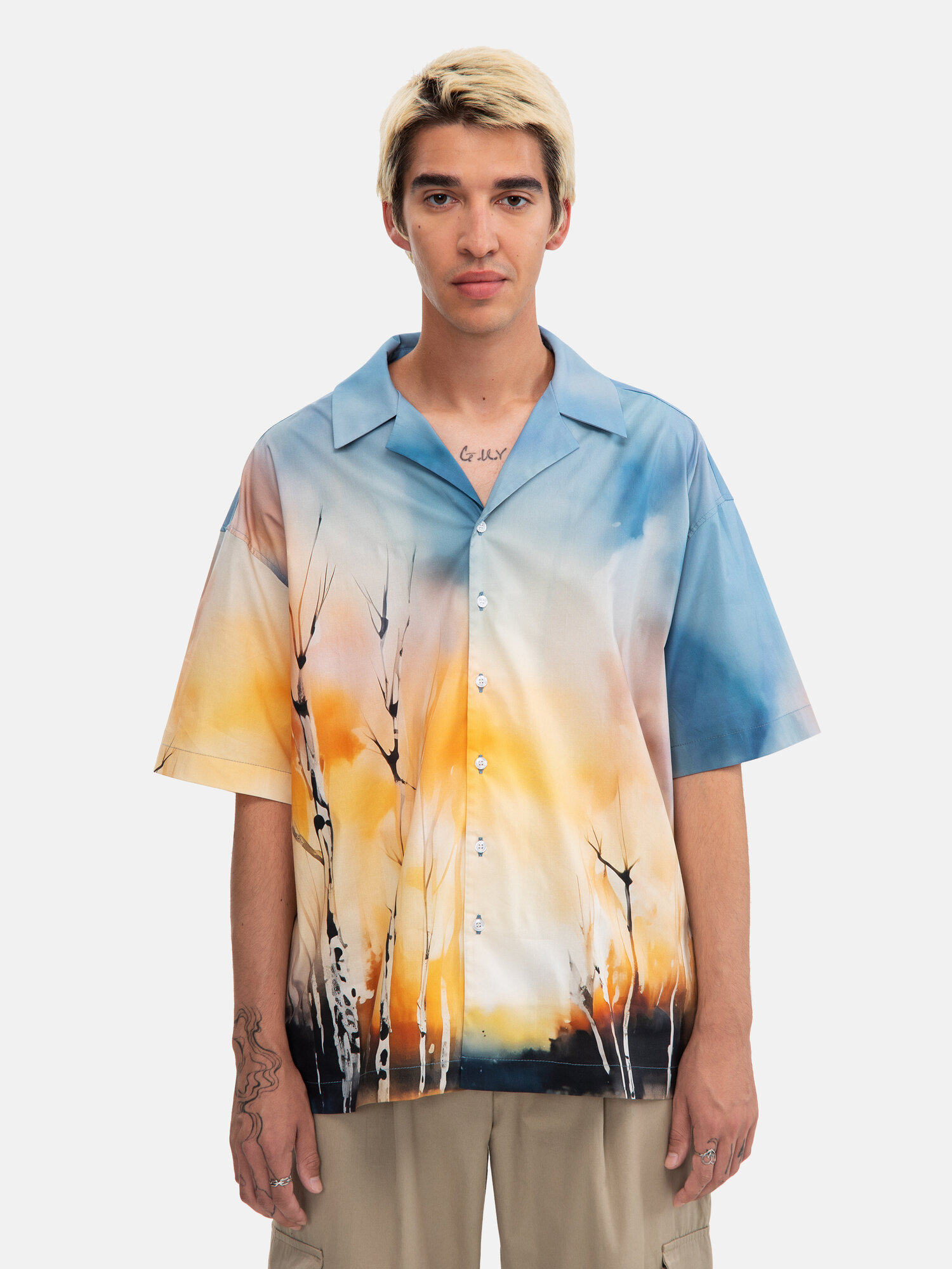 Рубашка Яндекс Гавайская с нейроберёзами, разноцветная