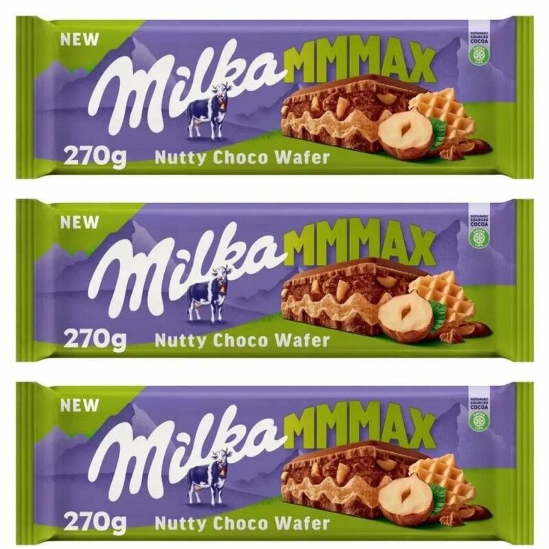Milka Шоколад молочный Choco Wafer Chocolate, 270 г, 3 шт