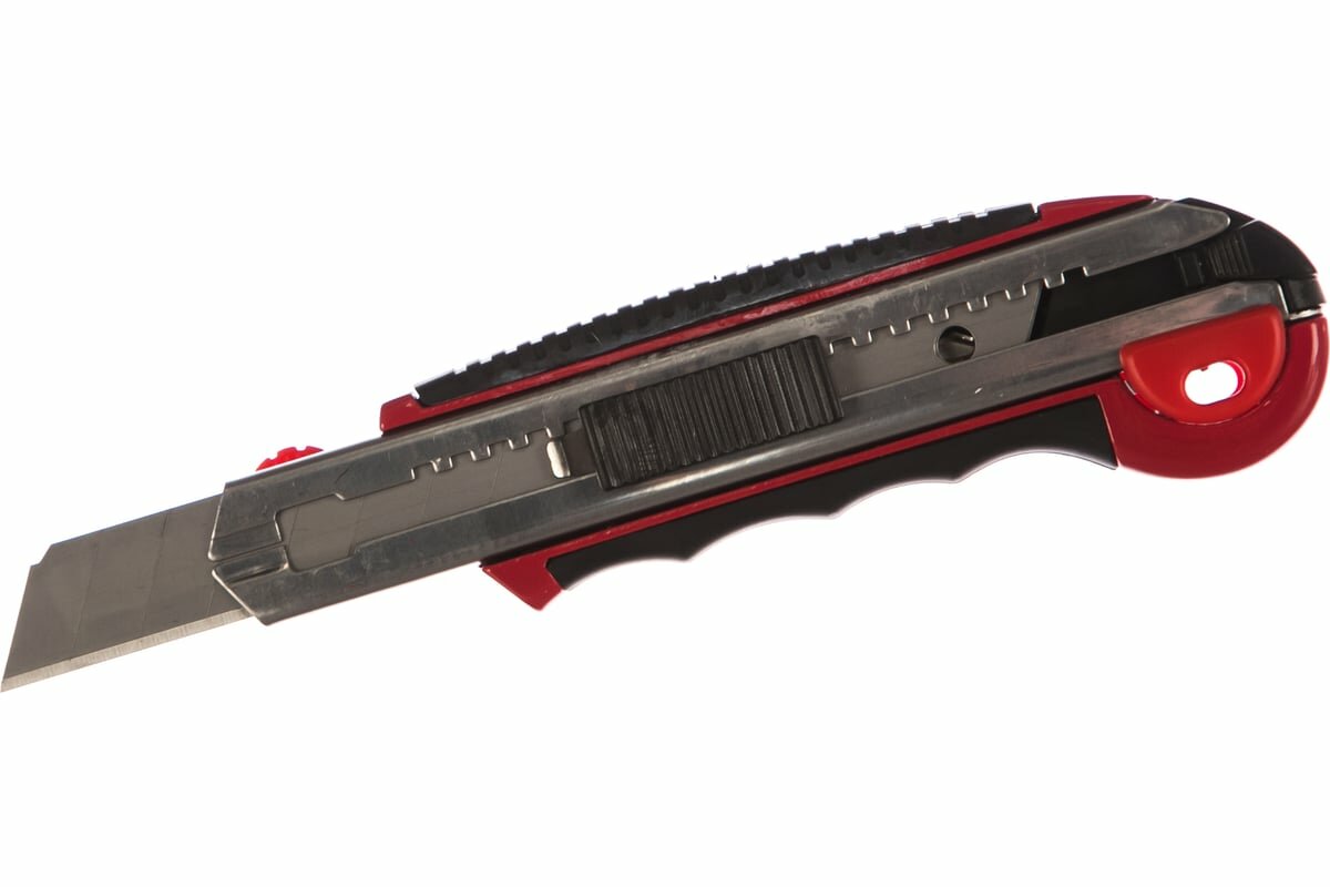 MATRIX Нож, 18 мм, выдвижное лезвие, метал. направляющая, обрезиненная ручка + 5 лезвий// MASTER 78921